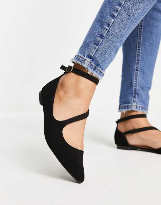 Truffle Collection Ballerines Pointues à Lanières Noir Asos