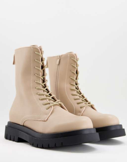 Truffle Collection Bottines Chunky Minimalistes à Lacets En Imitation