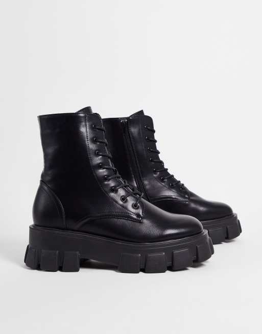Truffle Collection Bottines Ultra Chunky à Lacets En Imitation Cuir