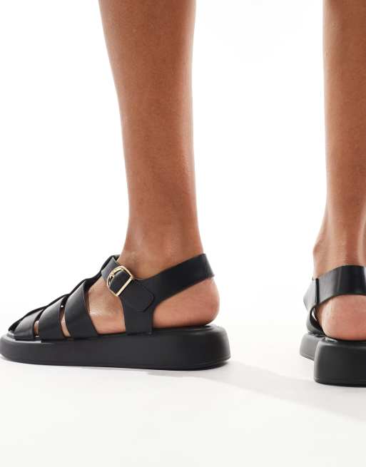 Truffle Collection caged sandals in black | ASOS