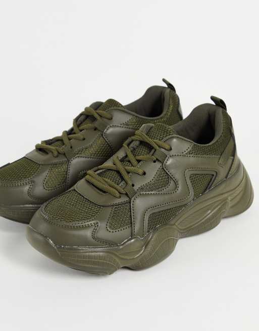 Truffle Collection chunky bubble sole trainers in khaki | ASOS