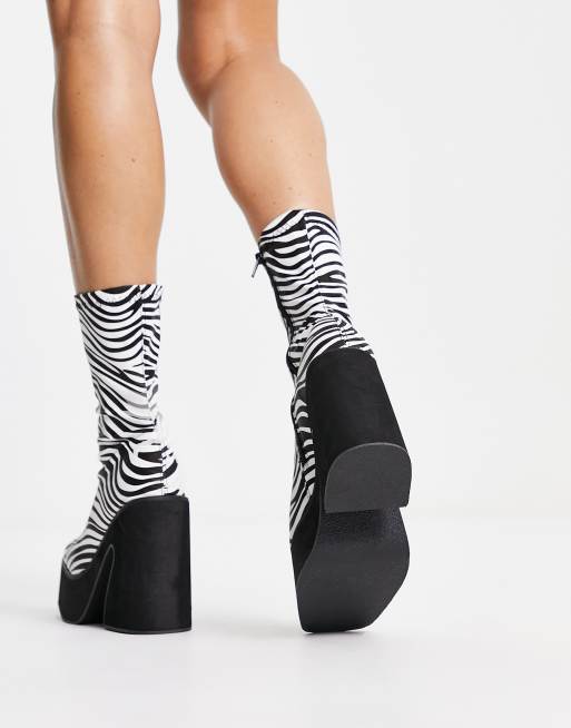 Truffle Collection chunky platform boots in zebra | ASOS