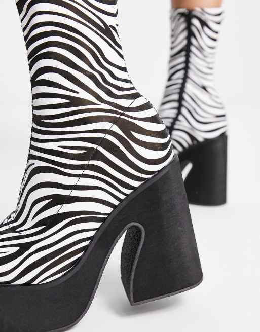 Truffle Collection chunky platform boots in zebra | ASOS