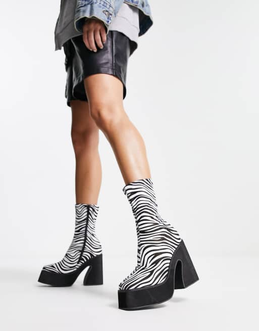 Truffle Collection chunky platform boots in zebra | ASOS