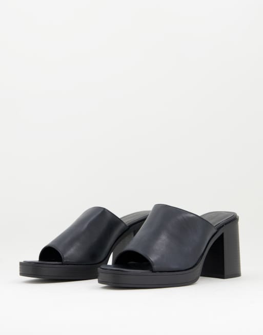 Truffle Collection chunky platform mule sandals in black | ASOS