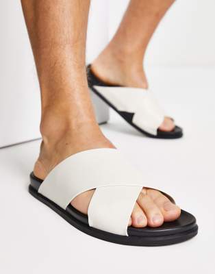 Truffle Collection cross strap sandals in cream | ASOS