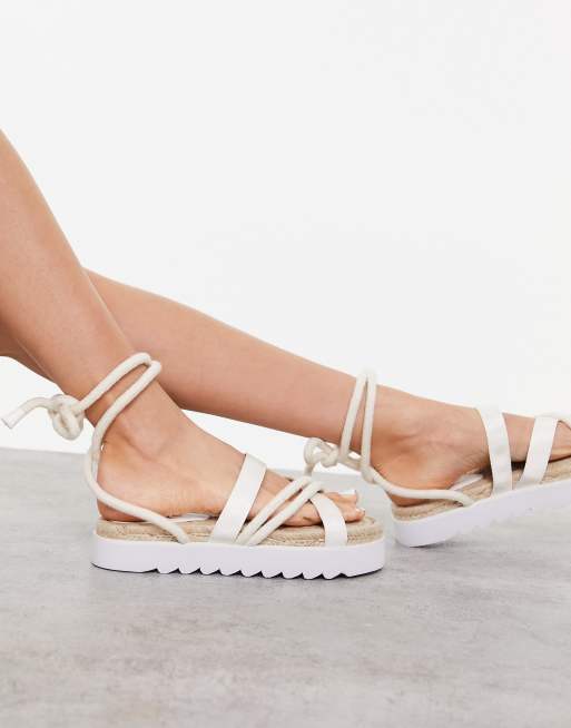 Truffle Collection Espadrilles In Beige Mit Dicker Sohle Und