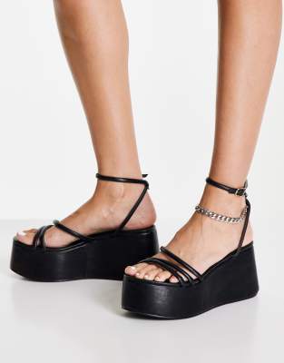 Truffle Collection Extreme Flatform Heeled Sandals In Black | ModeSens