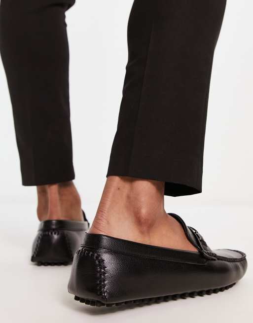 Truffle Collection faux-leather metal trim drivers in black | ASOS