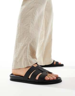 Truffle Collection minimal strap sandals in black | ASOS