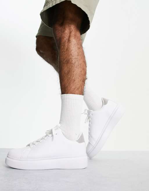 Truffle Collection Minimalistische Sneaker In Weißgrau Mit Dicker
