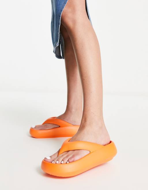 Truffle Collection Moulded Flip Flops In Orange Asos