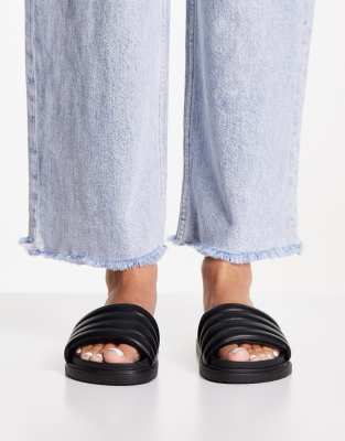 Truffle Collection padded sliders in black | ASOS