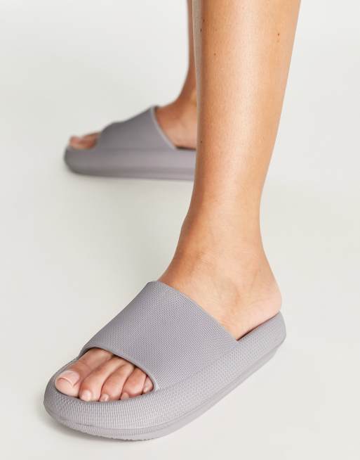 Truffle Collection Pool Slider In Grau Mit Dicker Sohle Asos