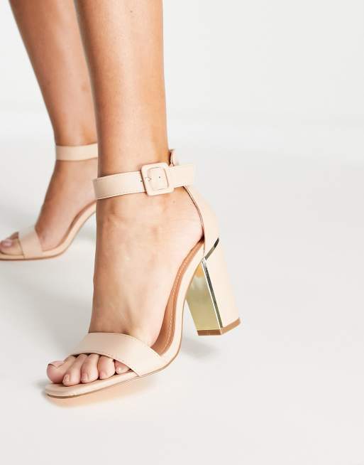 Truffle Collection Sandalen In Beige Mit Metalldetail Und Blockabsatz
