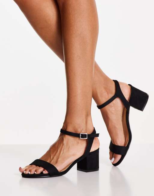 Truffle Collection Sandalen In Schwarz Mit Mittelhohem Blockabsatz