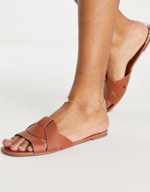 Truffle Collection Sandales Plates à Enfiler Style Mules Fauve Asos