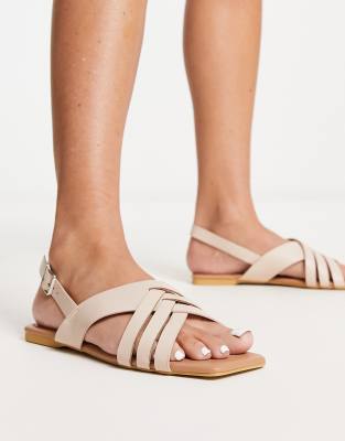 Truffle Collection slingback woven sandals in cream | ASOS