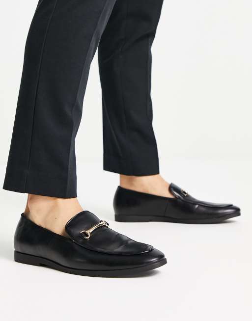 Truffle Collection snaffle trim loafers in black | ASOS