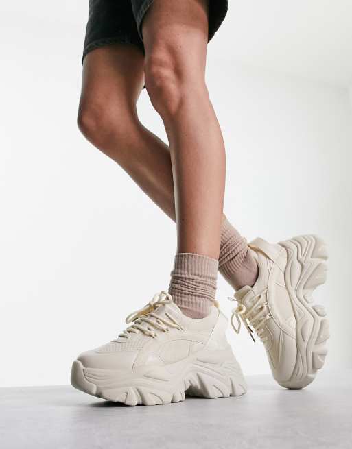 Truffle Collection Sneakers Stringate Beige Sportive Con Suola Super