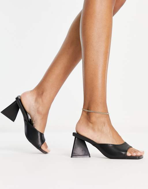 Truffle Collection triangle heel mules in black | ASOS