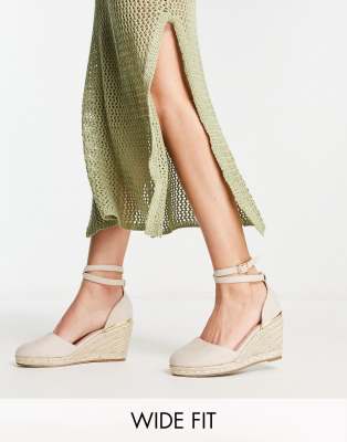 Truffle Collection Wide Fit closed toe wedges in beige | ASOS