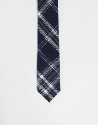Twisted Tailor tie in navy with oversized white check | ASOS