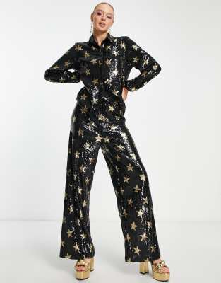 Twisted Wunder - Pantalon d'ensemble large à sequins imprimé étoiles | ASOS