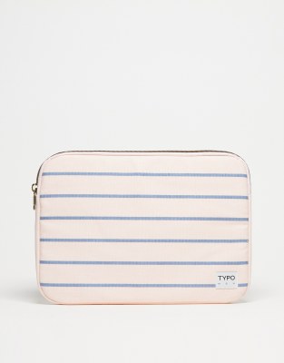 Typo 13"" laptop sleeve in pink stripe | ASOS