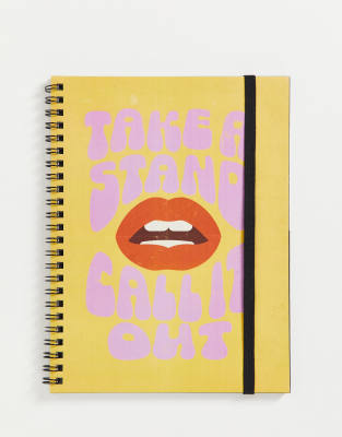 Typo A5 note book with 'take a stand' slogan in orange | ASOS