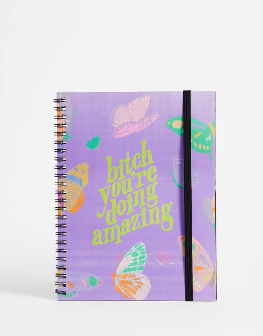 Typo A5 notebook with 'doing amazing' slogan in purple - PURPLE | ASOS