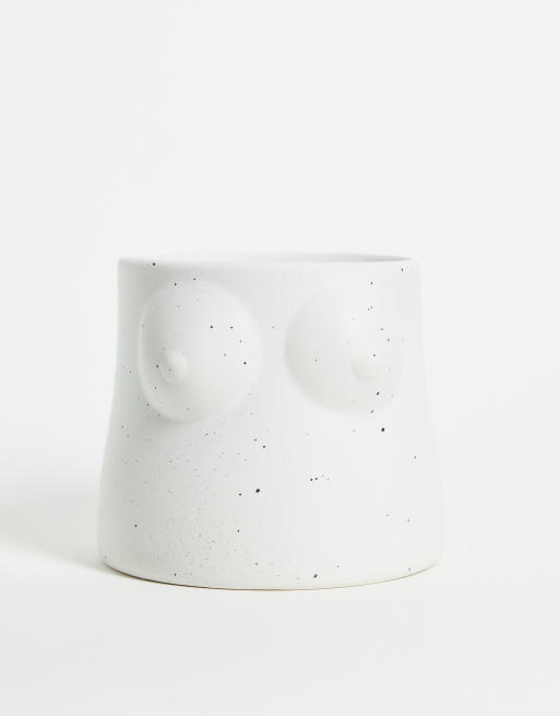 Typo - Cache-pot moyen motif poitrine - Blanc moucheté | ASOS