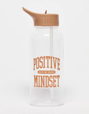 Typo – Genomskinlig vattenflaska med Positive Mindset-text på 1l | ASOS