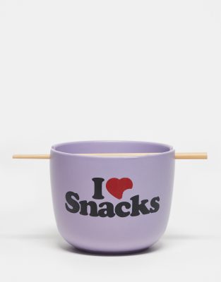 Typo I heart snacks bowl in purple | ASOS