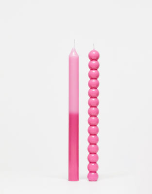 Typo pack of 2 pillar candles in pink | ASOS