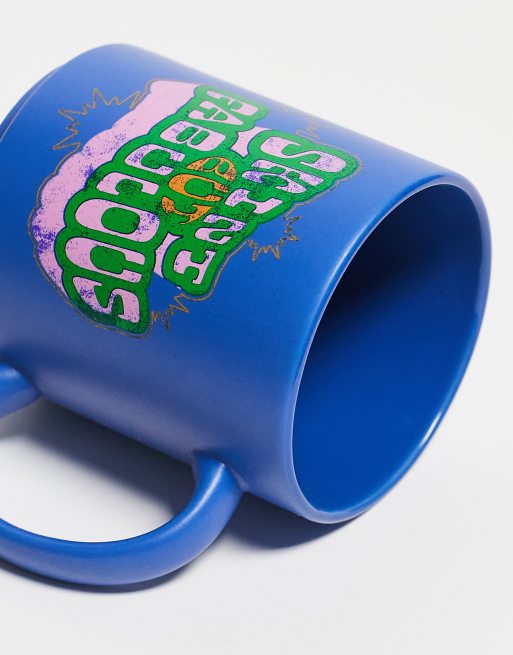 Typo 'skint but fabulous' mug in blue | ASOS