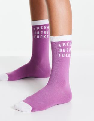 Typo socks with fresh slogan in pink | ASOS