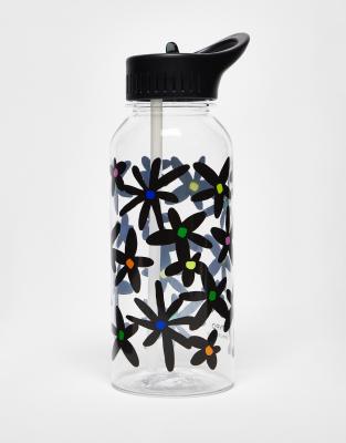 Typo water bottle in monochrome with floral print | ASOS