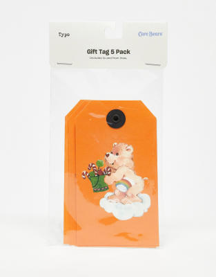 TYPO x Care Bear - Set van 5 kerstcadeaulabels in rood | ASOS