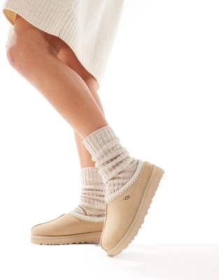 UGG Tasman shearling lined shoes in stone | ASOS