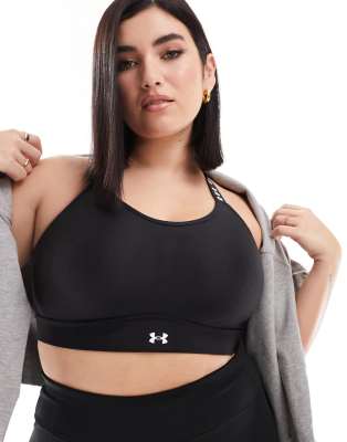 Under Armour Plus Crossback Covered mid support sports bra in black | ASOS