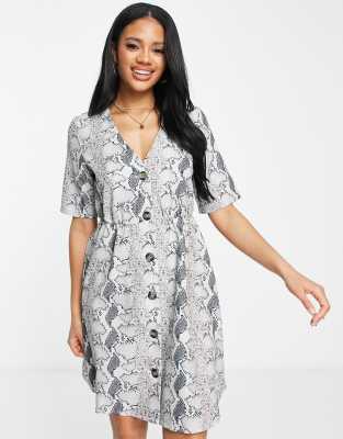 Unique 21 mini shirt dress in snake print | ASOS