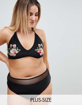 Unique 21 - Plus - Geborduurd bikiniset met hoge taille | ASOS