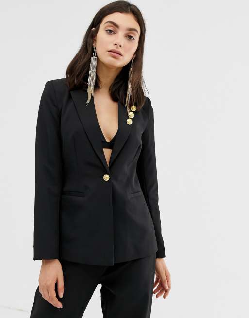 Unique21 Blazer Ajusté à Un Bouton Avec Boutons Dorés Sur Le Revers