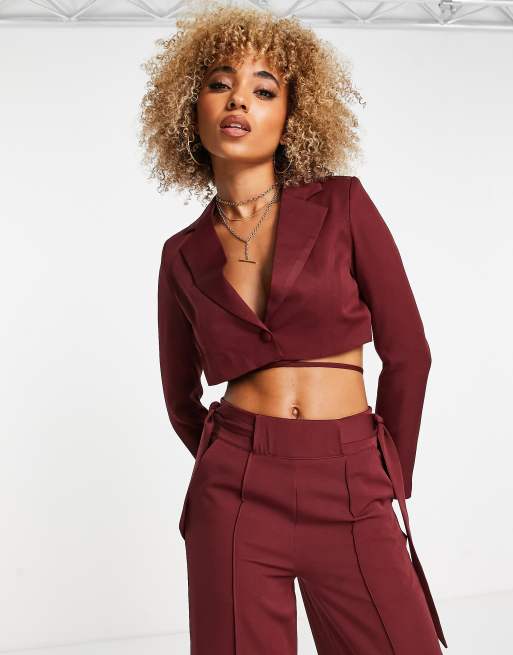 Unique21 Blazer Mit Kurzem Schnitt In Weinrot Kombiteil Asos