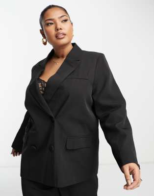 Unique21 Hero Plus oversized dad blazer co-ord in black | ASOS