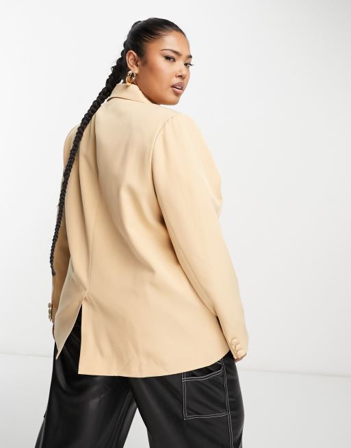 Unique21 Hero Plus oversized dad blazer in beige (part of a set) | ASOS
