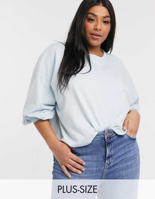 Urban Bliss Plus - Sweat-shirt à manches ballon - Bleu | ASOS