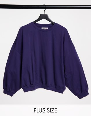 Urban Bliss Plus – Sweatshirt mit Ballonärmeln in Marine | ASOS