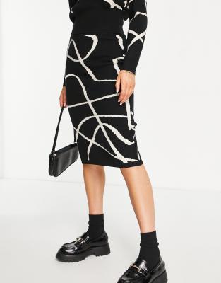 Urban Revivo - Mini-jupe d'ensemble imprimée en maille - Noir | ASOS
